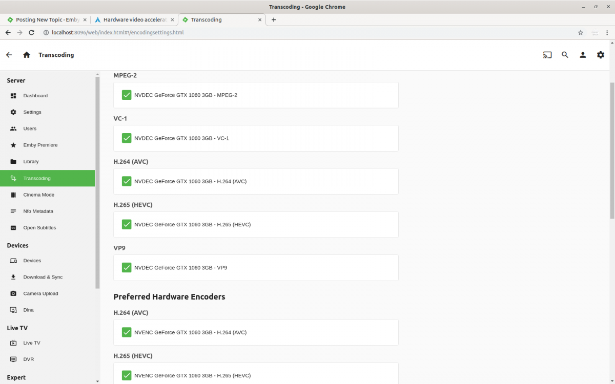 Transcoding Using a Ton of CPU - Linux - Emby Community