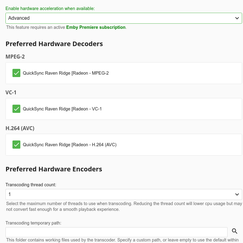 Hardware Encoders list is blank - Linux - Emby Community
