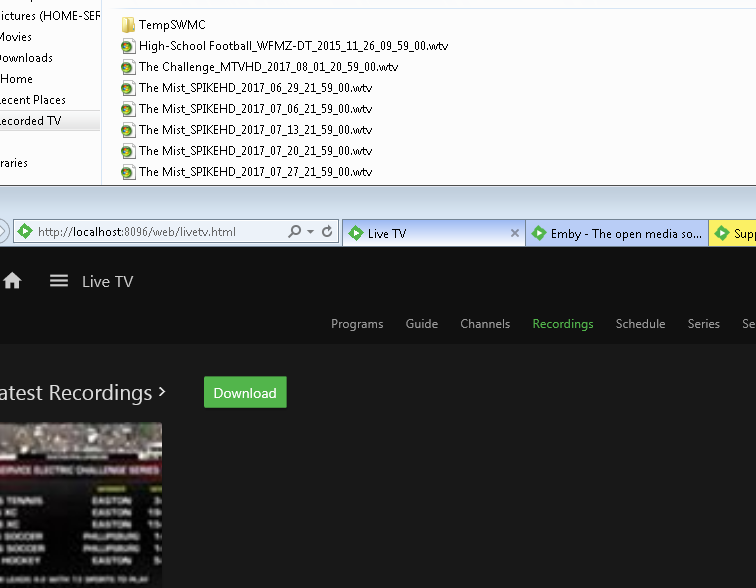 Emby not showing recorded shows from MCE. - Windows & Xbox - Emby Community Emby not showing recorded shows from MCE. - Windows & Xbox - Emby Community