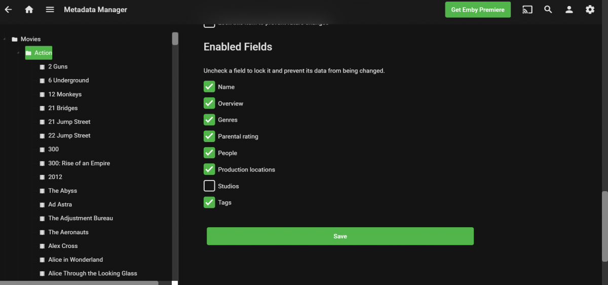 Locking a movie title from the UI vs from Metadata manager - General/Windows - Emby Community