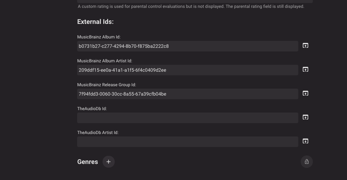 Musicbrainz question for adding genre tag - General/Windows - Emby ...