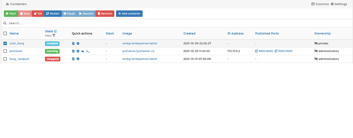 Emby container on docker /portainer set as private - Linux - Emby Community