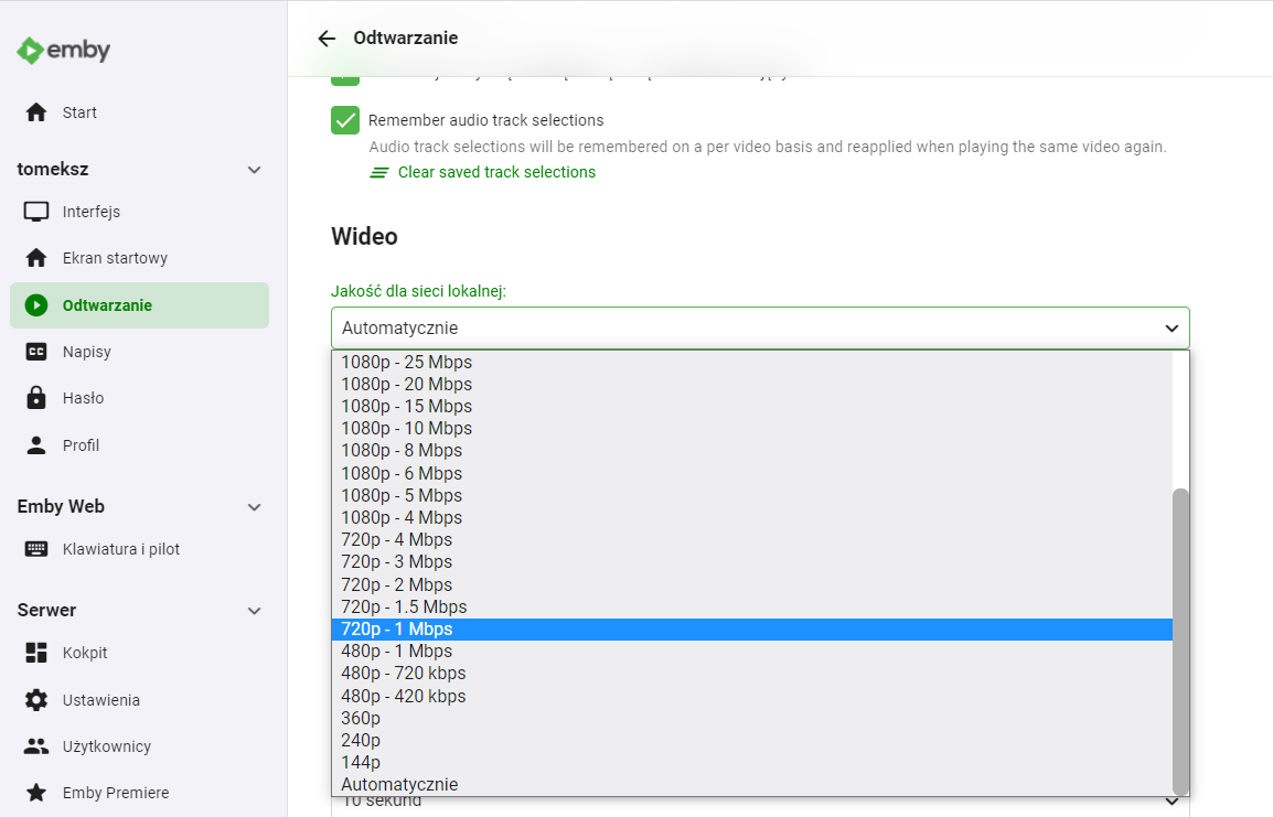 How to choose transcoding resolution? - General/Windows - Emby Community