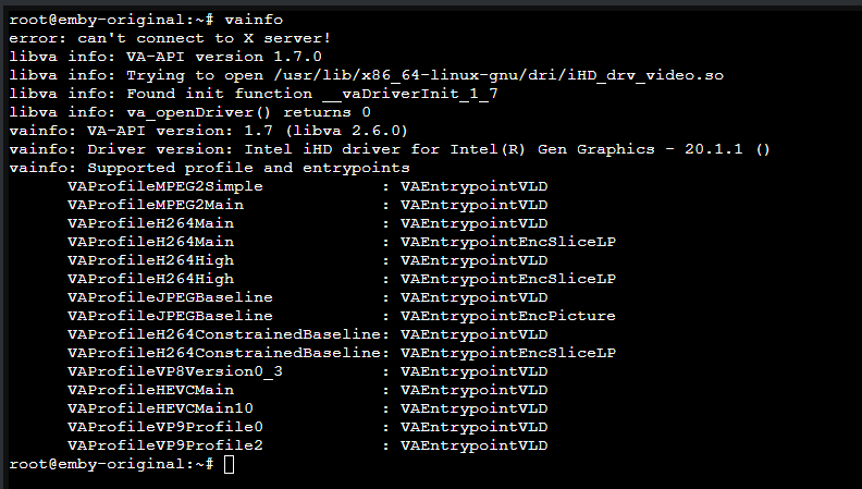HW acceleration in LXC on proxmox - Linux - Emby Community