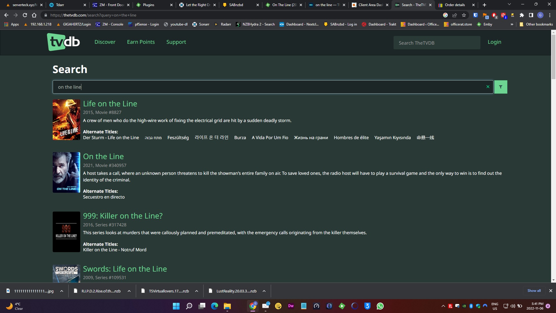 On The Line (2022) is displayed as The Show Must Go On 2022 - General/Windows - Emby Community