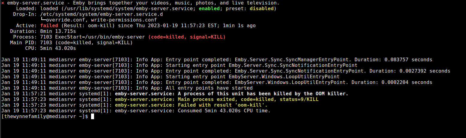 Arch Linux Out of Memory During Library Scan - Linux - Emby Community