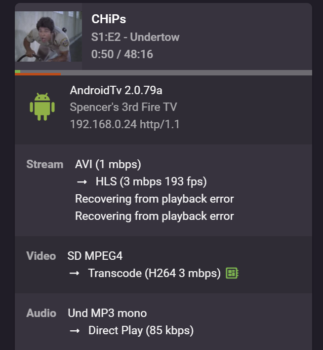 Any idea why this would be transcoding? - Android TV / Fire TV - Emby Community