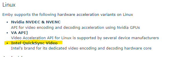 Unraid / Emby enable QuickSync? - Linux - Emby Community