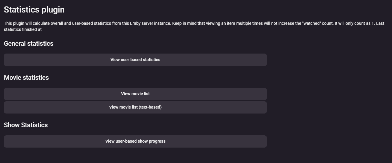 Statistics Plugin - Plugins - Emby Community