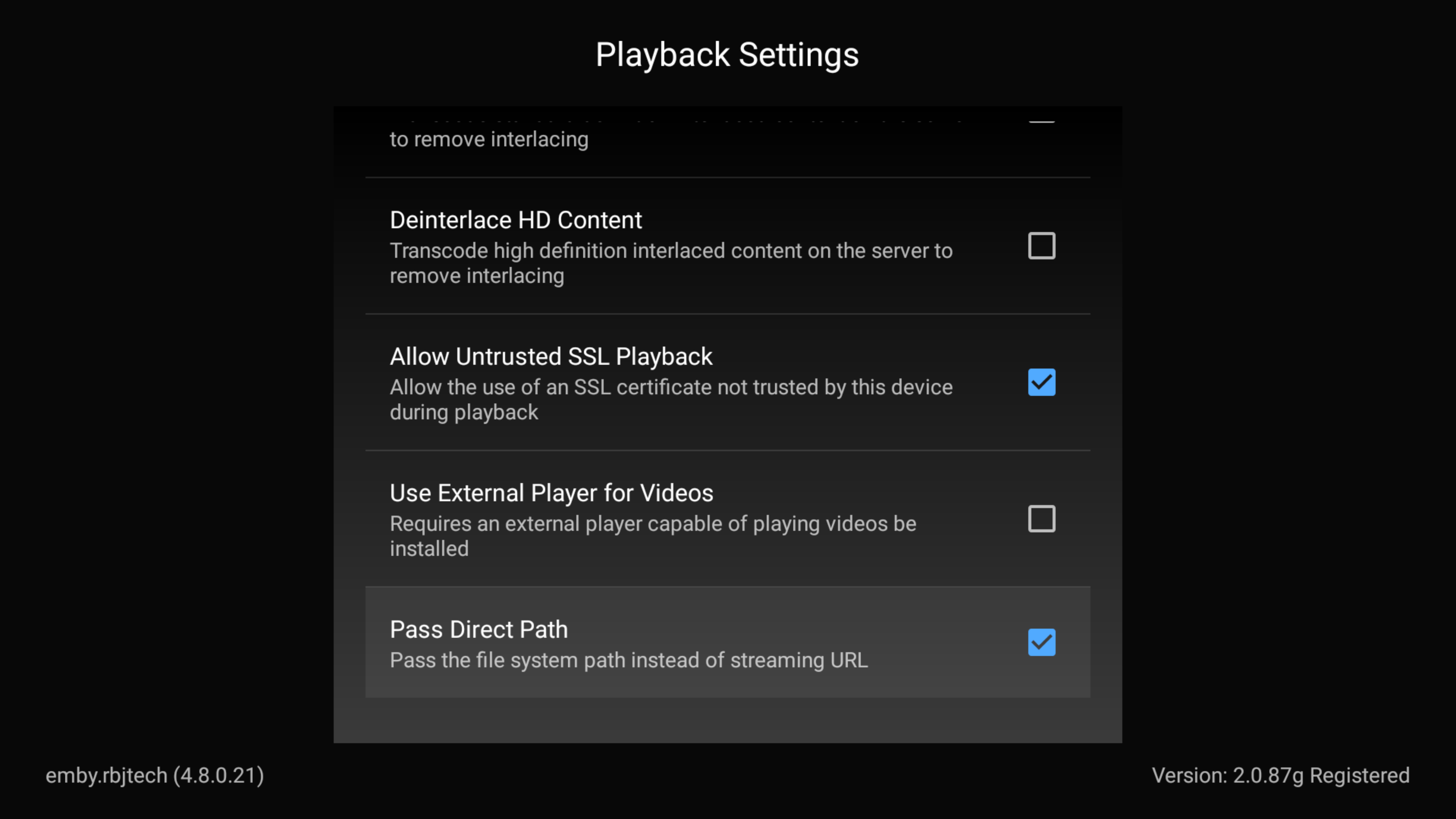 Android TV app missing "pass direct path" - Android TV / Fire TV - Emby ...