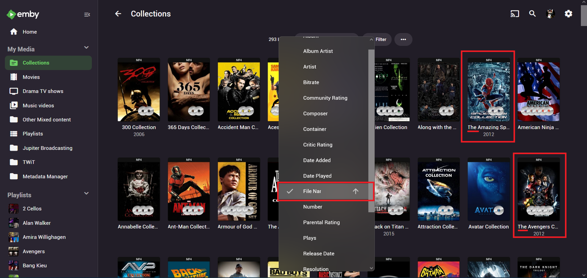 How to configure to setting the sorting of the List Collections. - Linux - Emby Community
