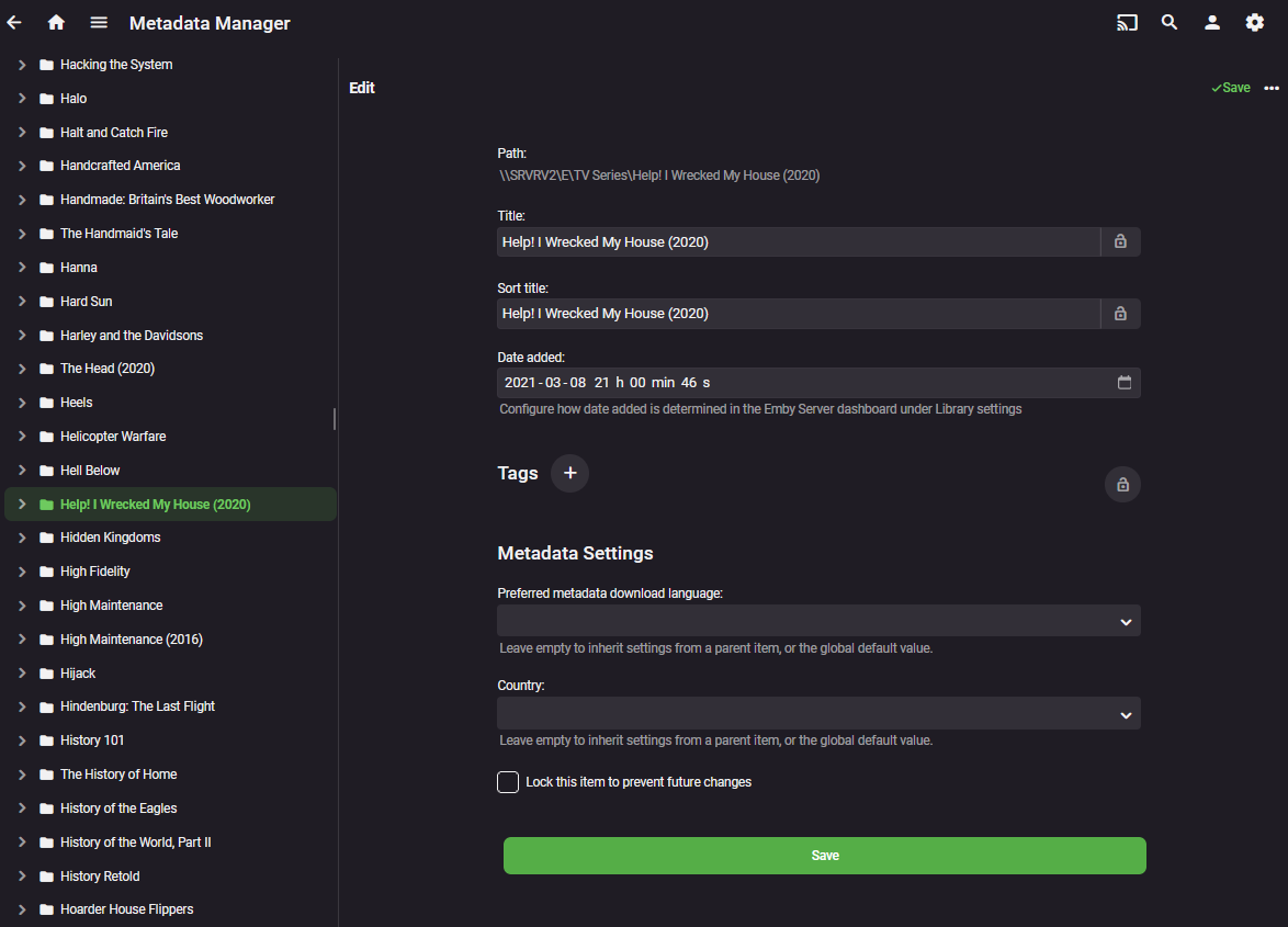 metadata manager surprises - General/Windows - Emby Community