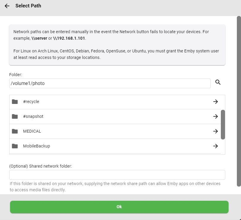 Home videos & photos not showing my files - Synology - Emby Community