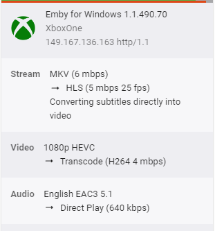 Emby all on XboxOne - srt subtitles - transcoding - General/Windows ...