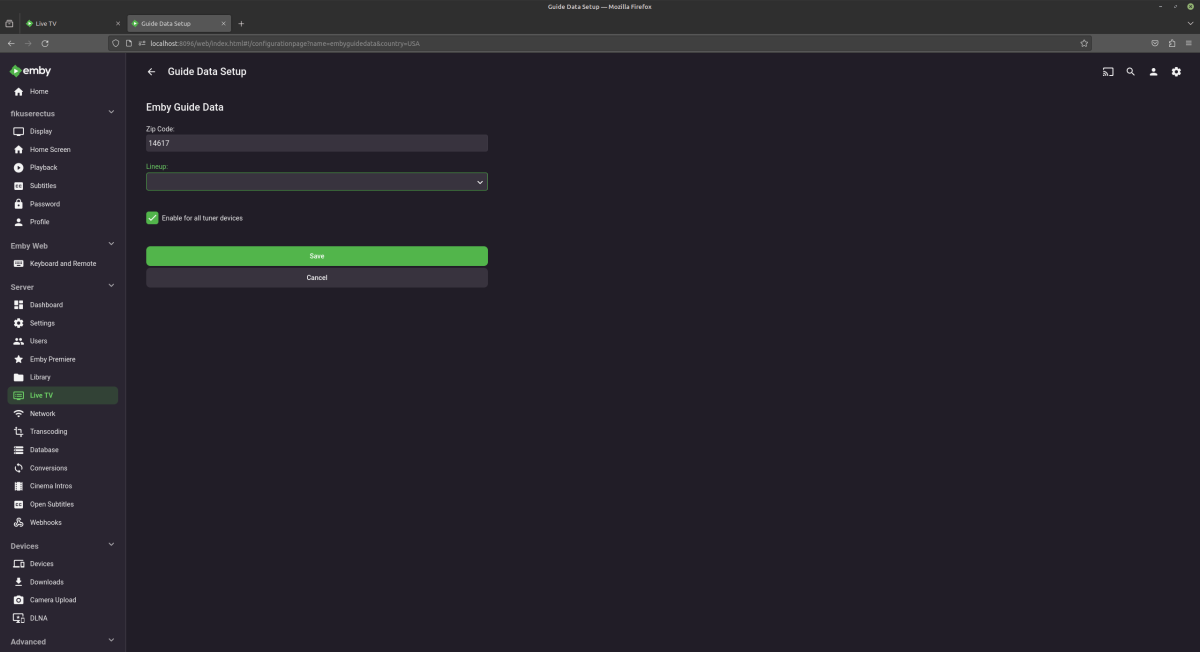 Emby guide data "Lineup" not available - Linux - Emby Community