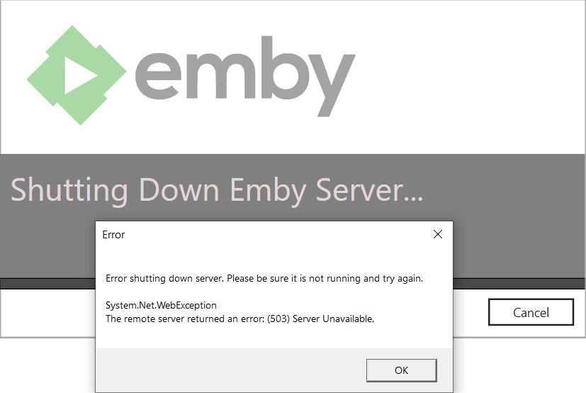 Emby Server is loading. Please try again shortly. - General/Windows - Emby Community
