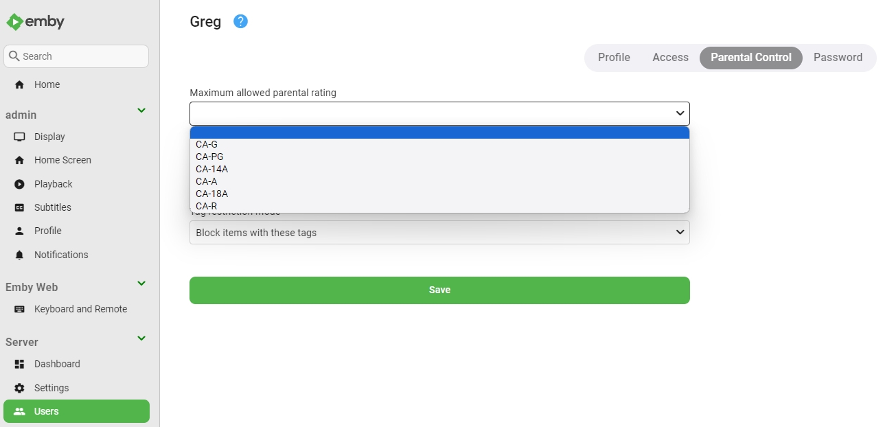 Change Order Of Parental Ratings For Canada General Windows Emby