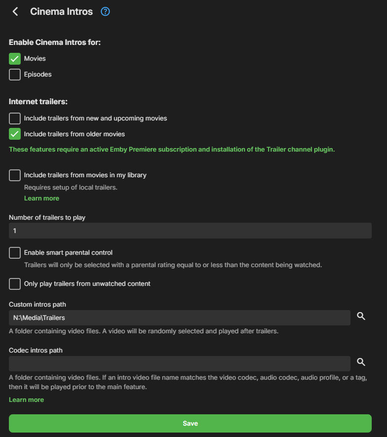 Cinema Intros Plugin Setup - Plugins - Emby Community