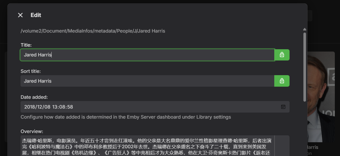 The Emby Server cannot save the people/cast information properly ... The Emby Server cannot save the people/cast information properly ...