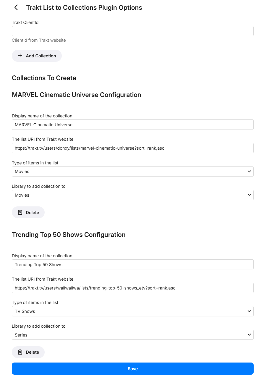 Test - Trakt List To Collections - Plugins - Emby Community