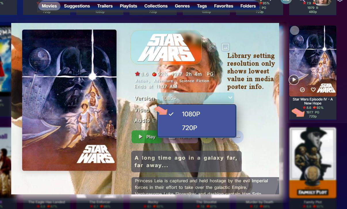 Library resolution item always shows lowest in description - General ...