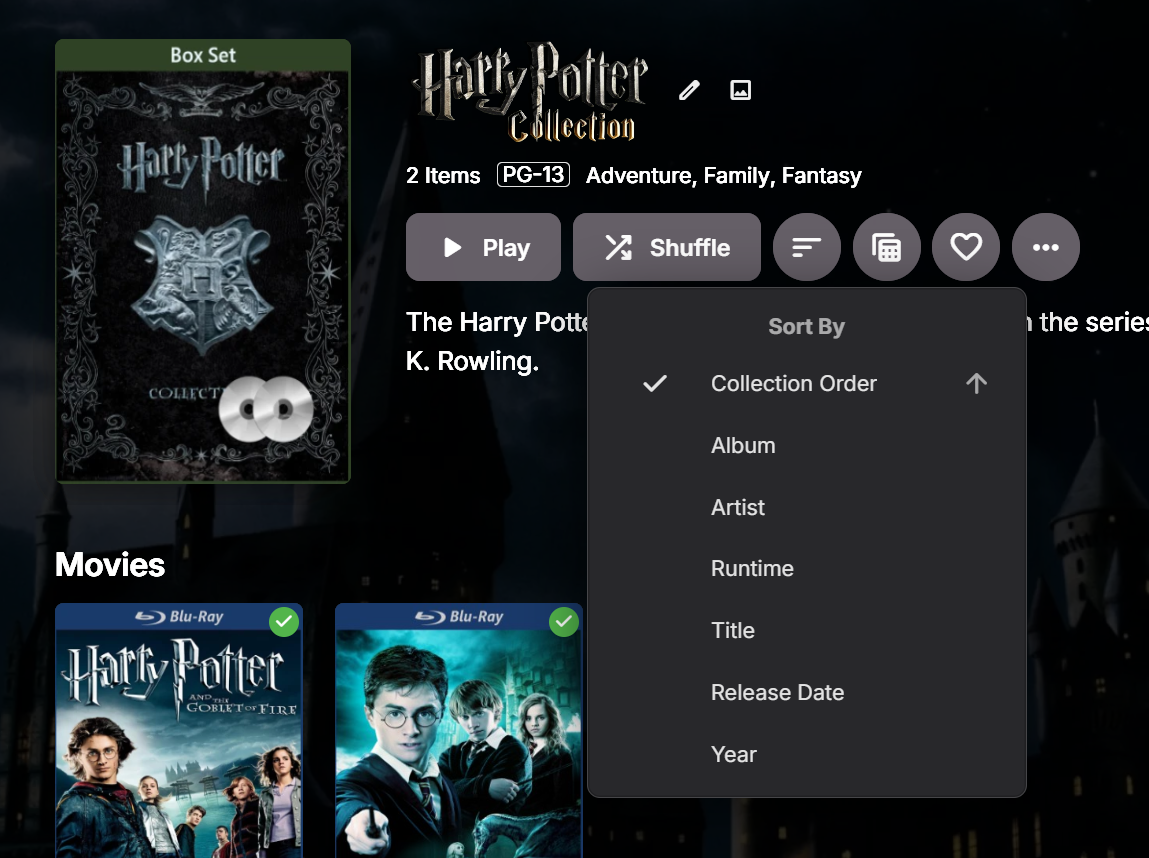 Sort and filter of the content of collections - Feature Requests - Emby ...