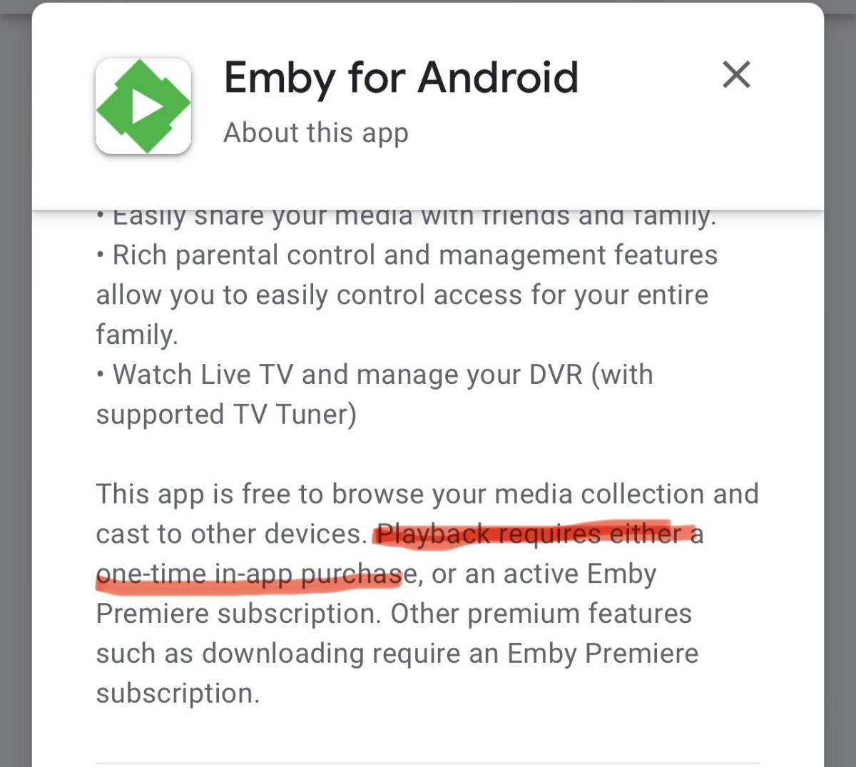 how to one-time purchase playback permission in emby for android 3.4.0 ...