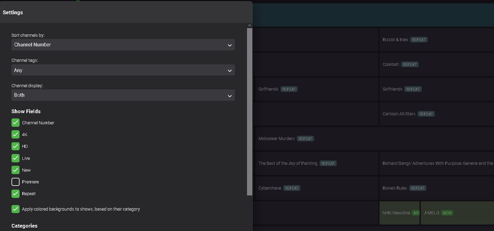 Every Listing is marked as permiere in Emby Guide but not NextPVR ...