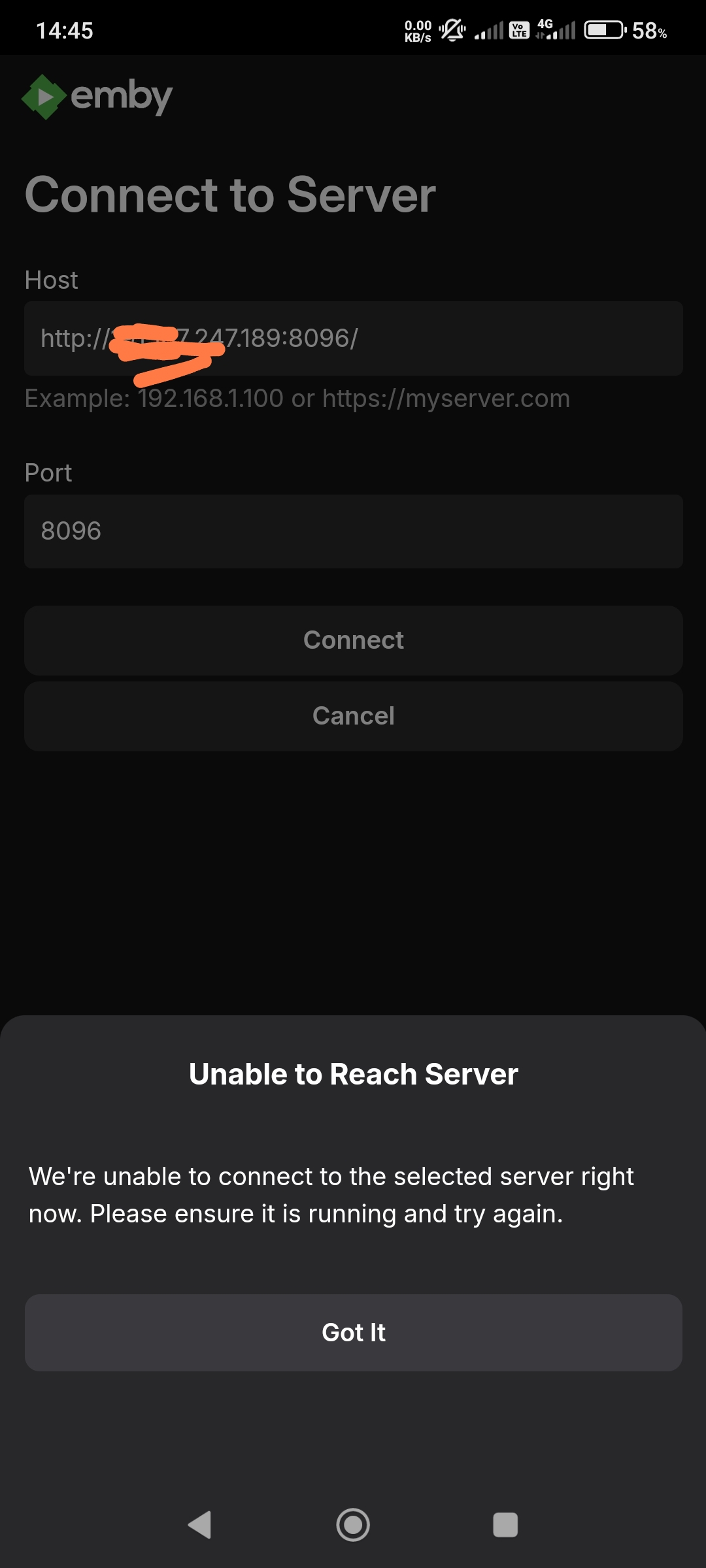 Unable to reach server - Spanish - Emby Community