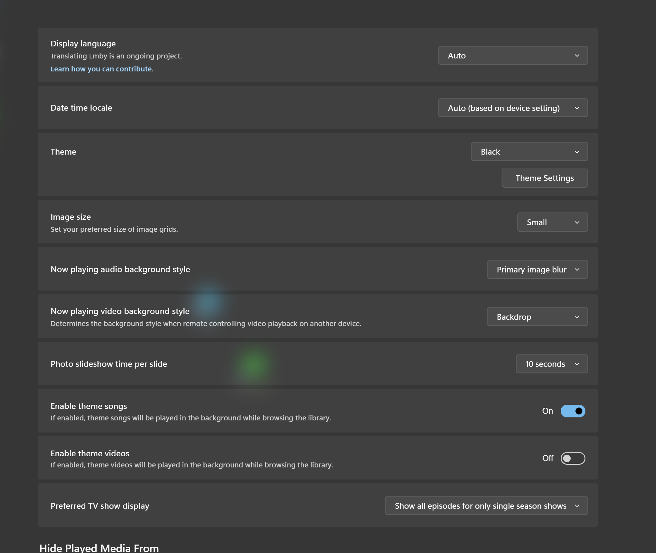 Cant change display mode after theme change - Windows & Xbox - Emby Community