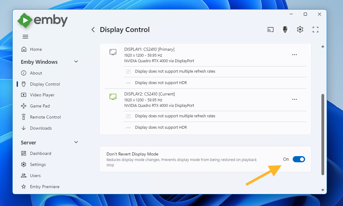 Refresh rate switches permanently (Windows) - Windows & Xbox - Emby ...