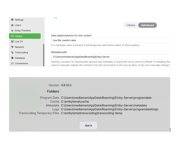 Setting metadata path doesnt work right - General/Windows - Emby Community
