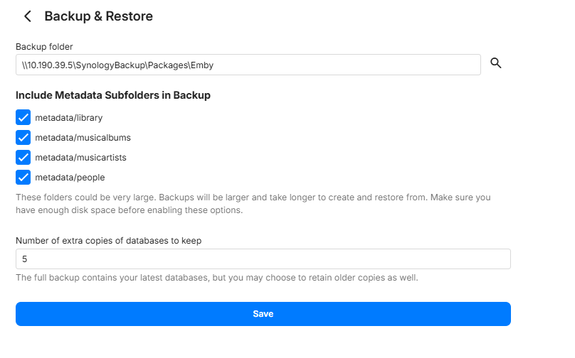 EMBY BACKUP - System.IO.IOException: System.IO.IOException: Authentication Failed. - Synology ...