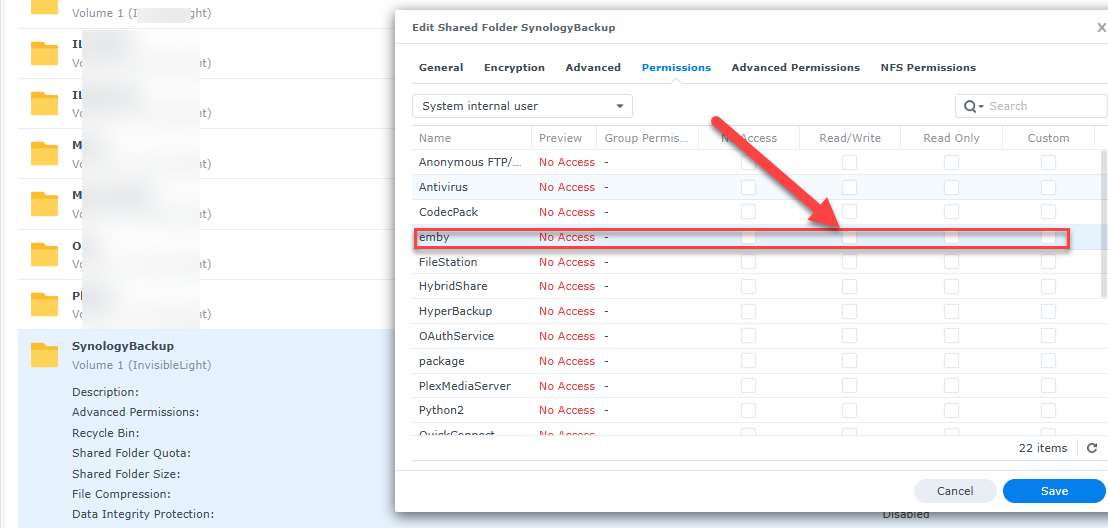 EMBY BACKUP - System.IO.IOException: System.IO.IOException: Authentication Failed. - Synology ...