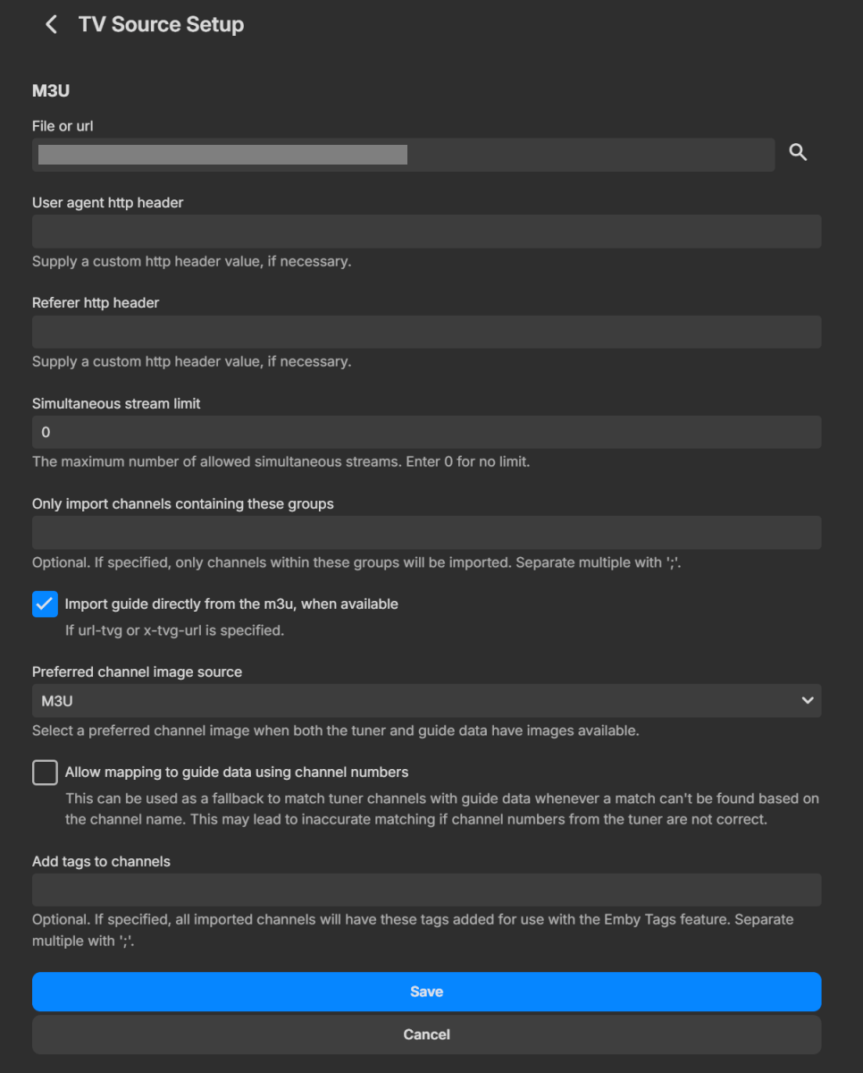 m3u and guide data help - Live TV - Emby Community