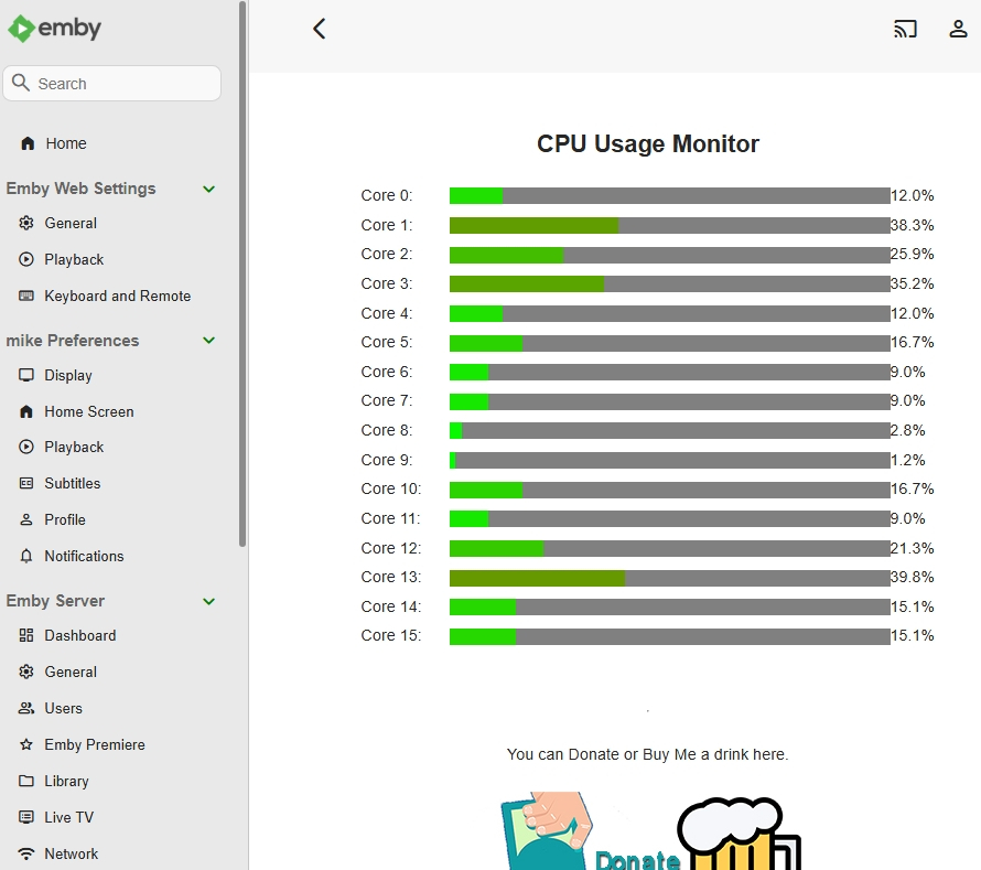 Plugin: CPU Usage Monitor - alpha release - testing - Plugins - Emby ...