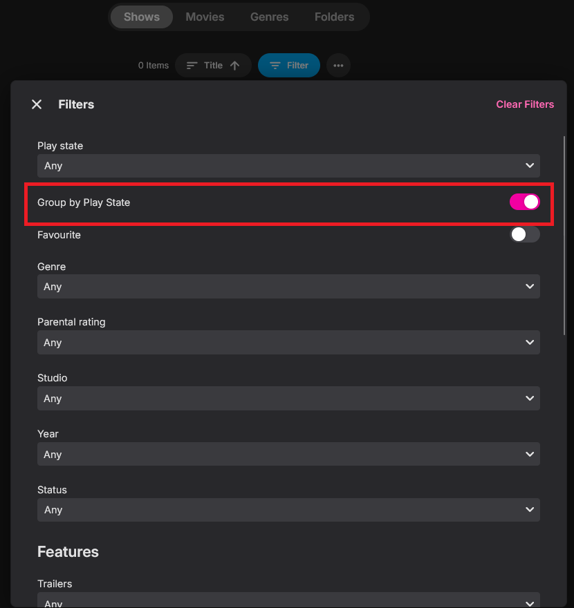 Feature Request: Filter by Play State with Visual Separation - Feature Requests - Emby Community