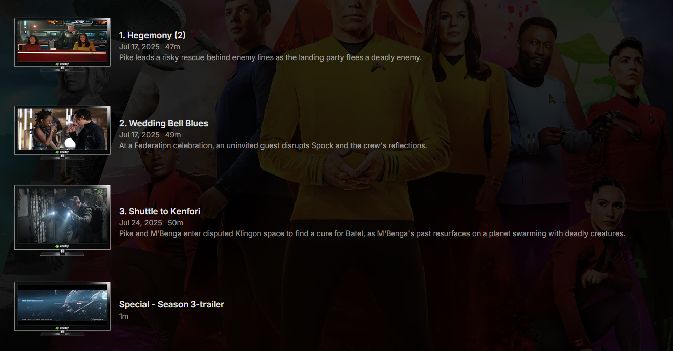Add Seperate TRAILERS for TV seasons - Roku - Emby Community