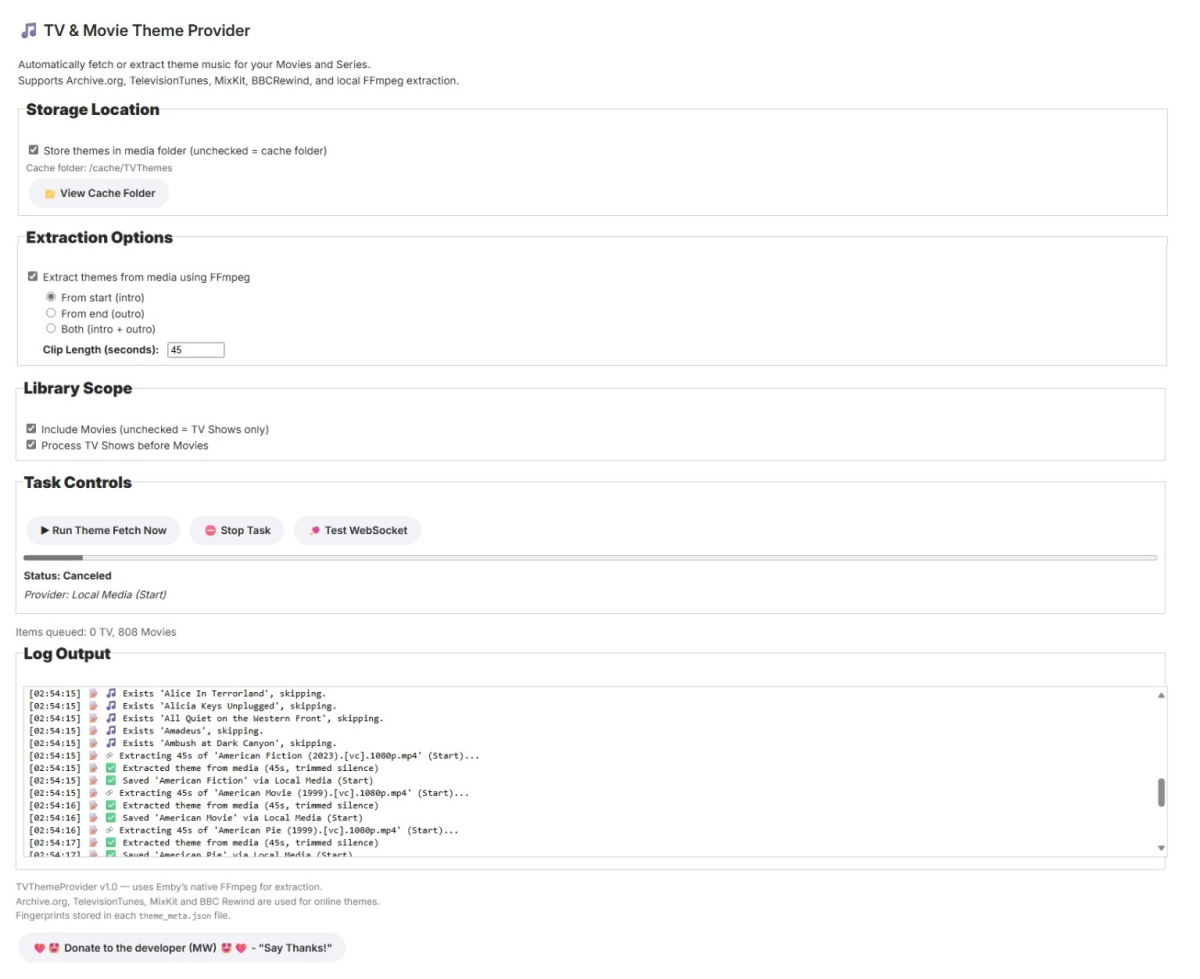 Movie & TV Themes from Archive.org, TelevisionTunes, and local FFmpeg extraction. - Plugins ...