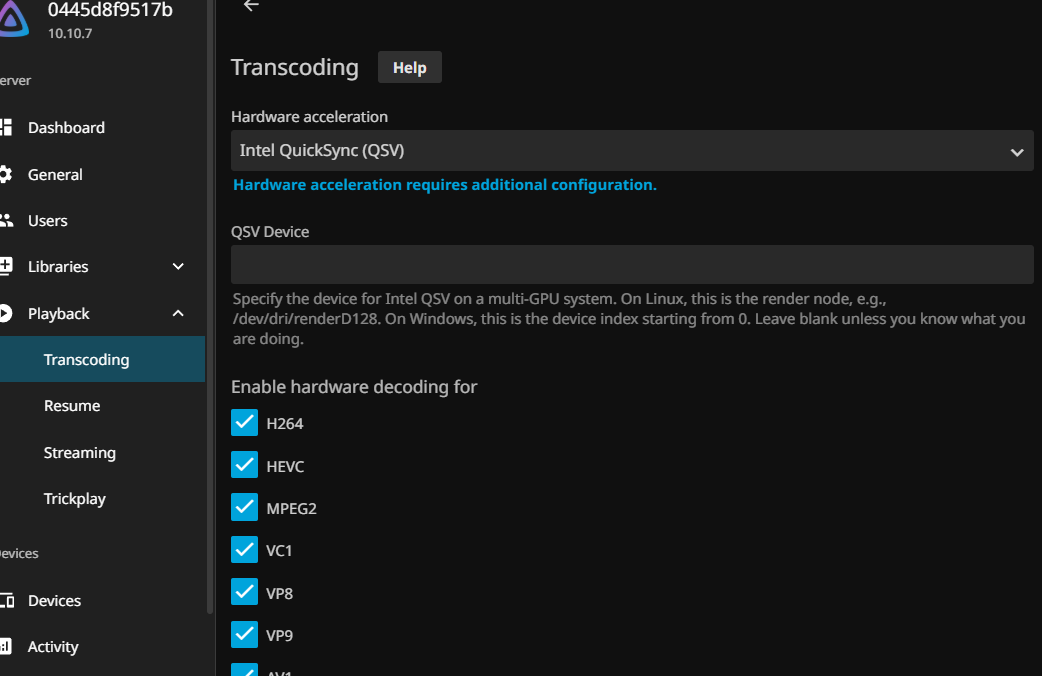 Qu405 HW Transcoding Failure - QNAP - Emby Community