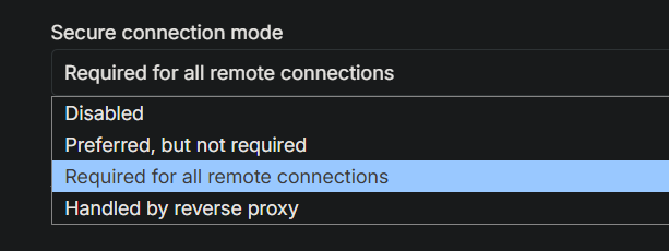 "Secure connection mode" = Always - Feature Requests - Emby Community