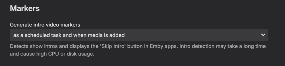 Generate intro markers when media added is not working - Linux - Emby ...